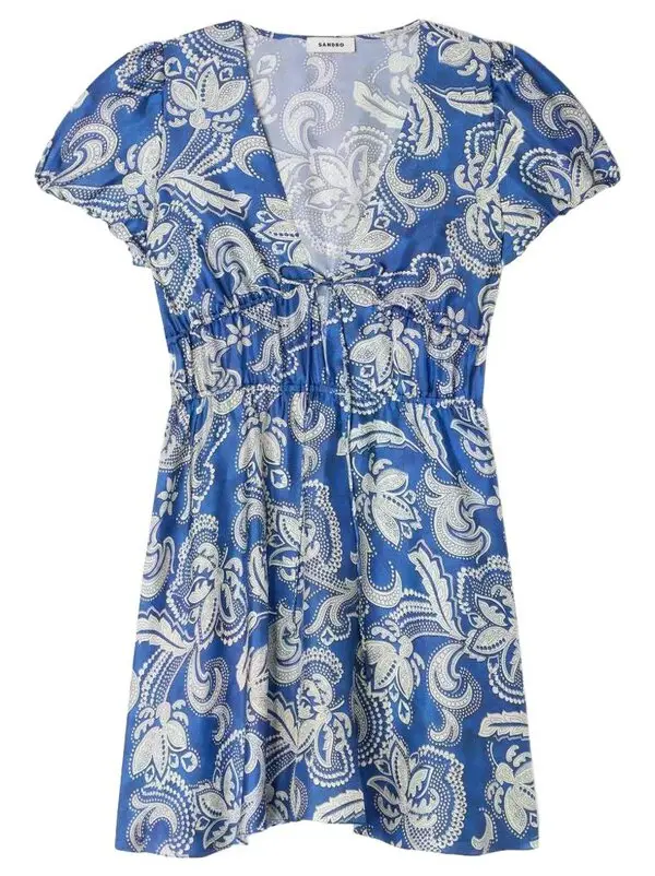 Sandro V-neck Floral-print Dress - Blue