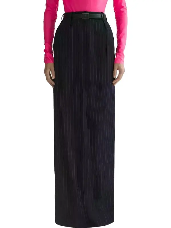 MUGLER Pinstripe Slit Skirt - Black