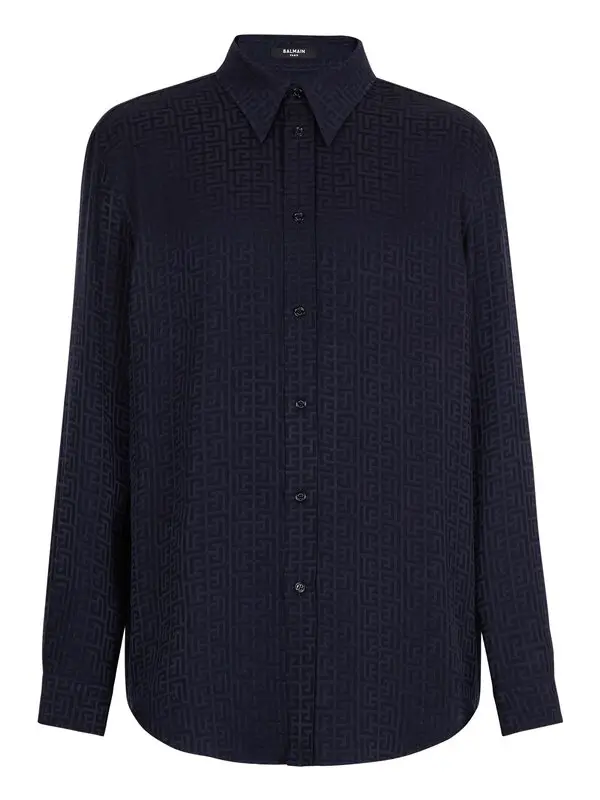 Balmain Monogram Jacquard Shirt - Navy
