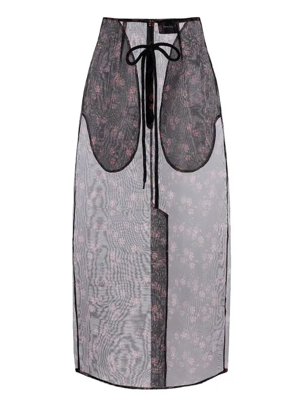 Simone Rocha Floral Print Midi Skirt - Black