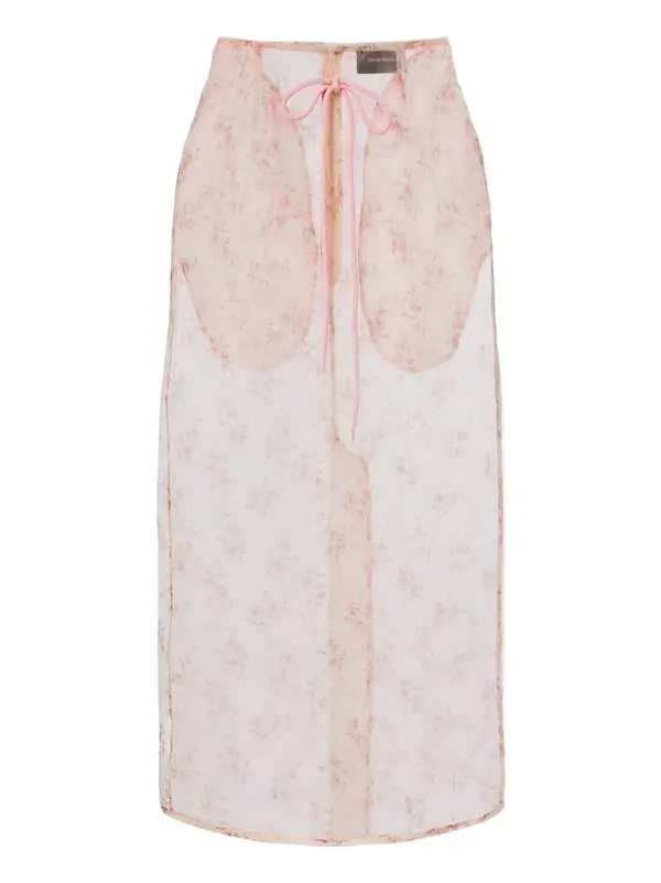 Simone Rocha Floral Print Midi Skirt - Pink