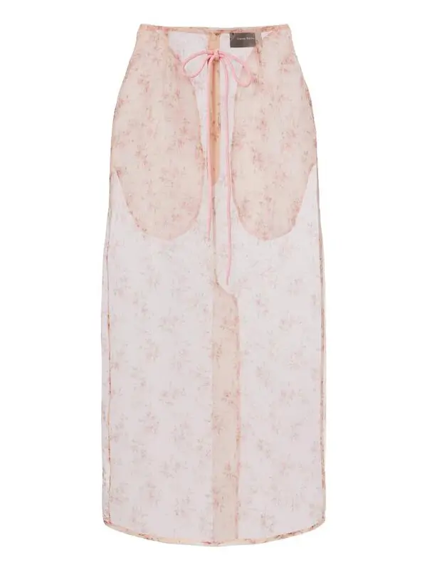 Simone Rocha Floral Print Midi Skirt - Pink