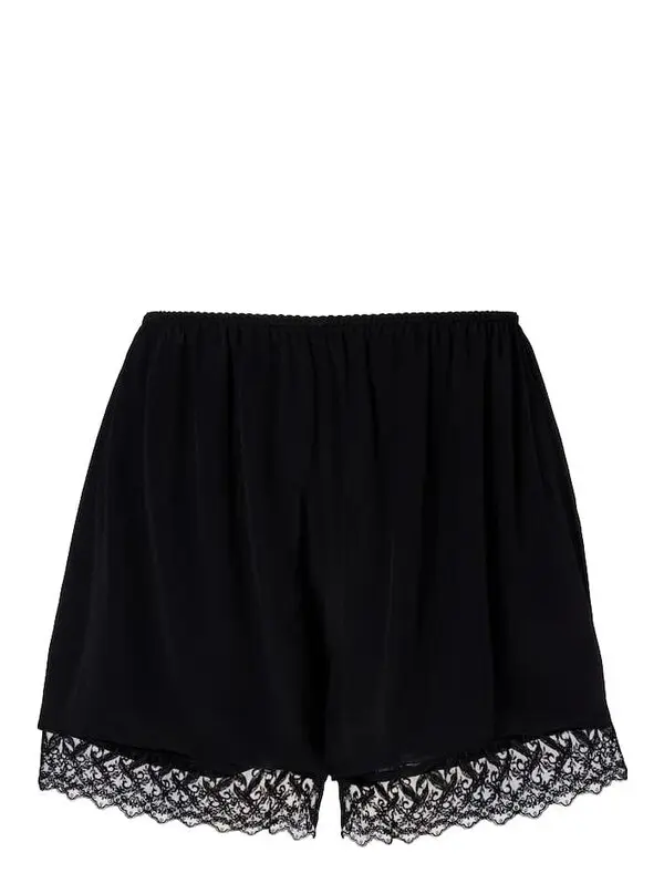 Simone Rocha Lace-trimmed Satin Shorts - Black