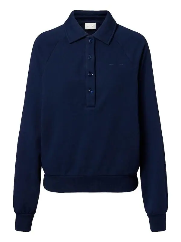 The Upside Elle Cotton Jersey Polo Sweater - Blue