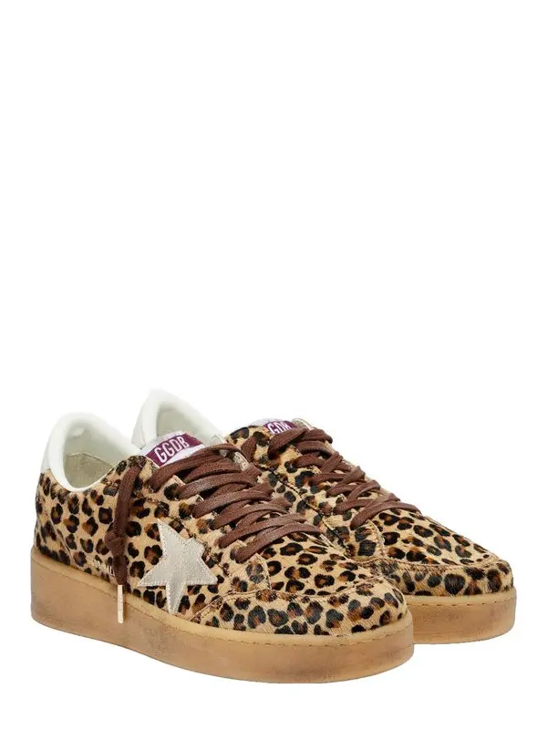 Golden Goose Ball Star Printed Calf Hair Sneakers - Brown