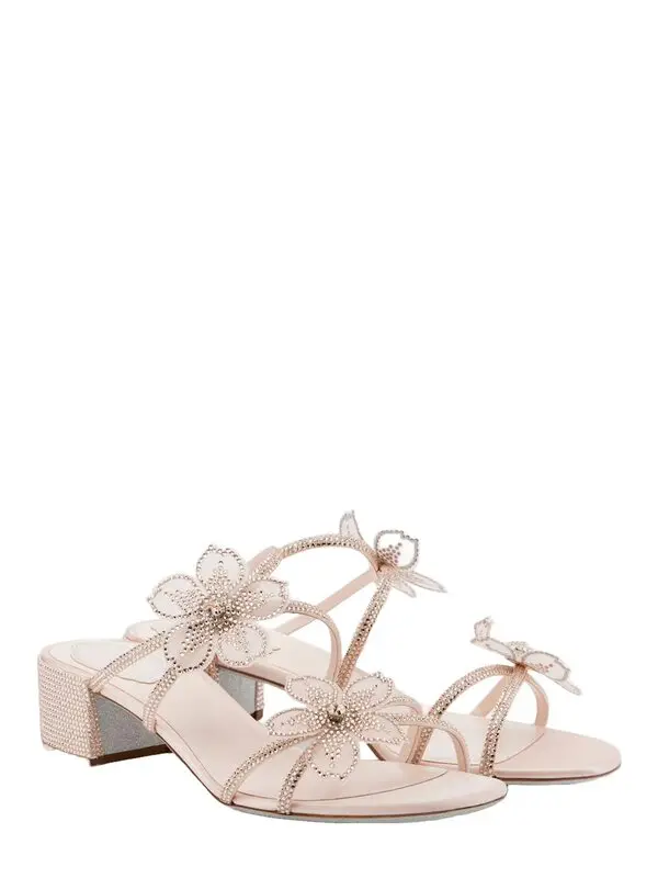 Rene Caovilla Floriane Embellished Satin Sandals - Pink