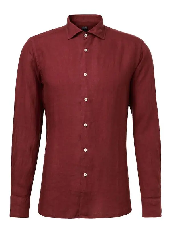 Fedeli Nick Linen Shirt - Burgundy