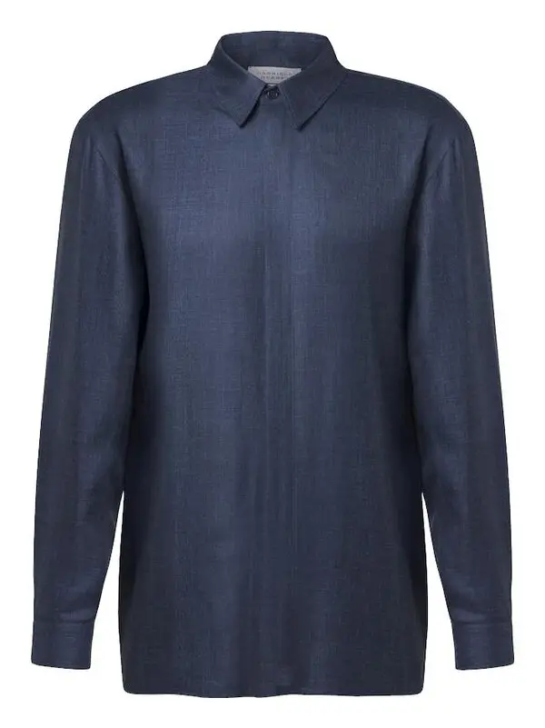 Gabriela Hearst Nicolas Wool, Silk, And Linen Shirt - Blue