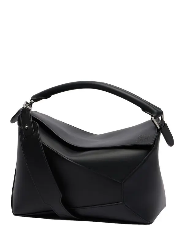 Loewe Puzzle Edge Medium Leather Tote Bag - Black