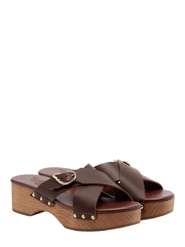 ANCIENT GREEK SANDALS Leather Platform Sandals - Brown