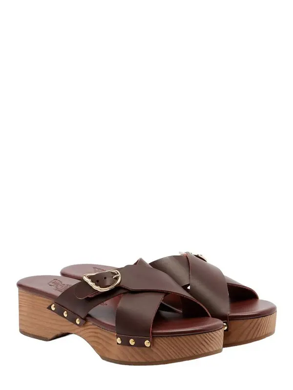 ANCIENT GREEK SANDALS Marilisa Leather Platform Sandals - Brown