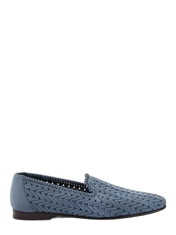 Manolo Blahnik Mario Woven Leather Loafers - Blue