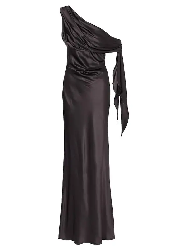THE SEI Draped One-shoulder Gown - Black
