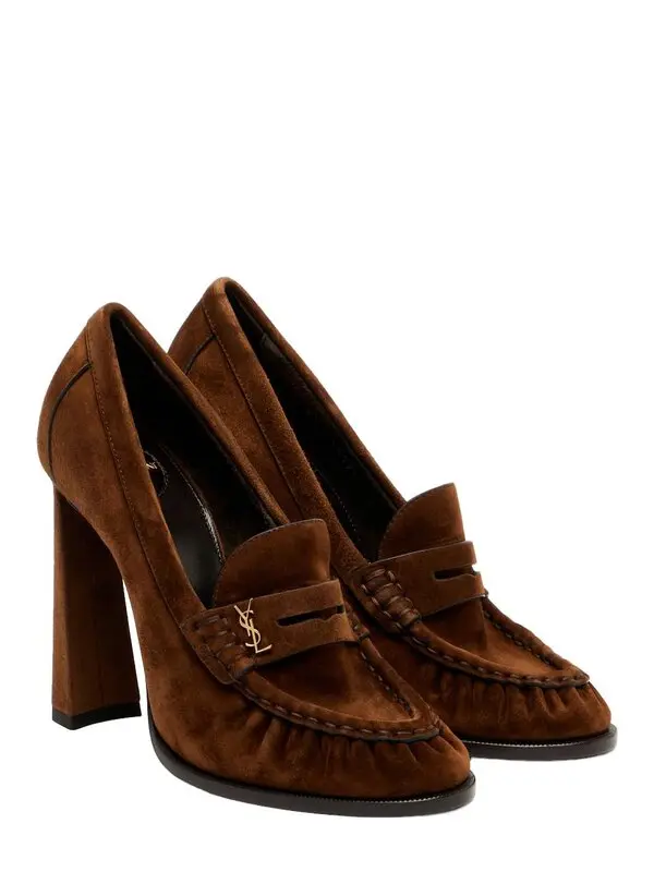 Saint Laurent Le Loafer 110 Suede Loafer Pumps - Brown
