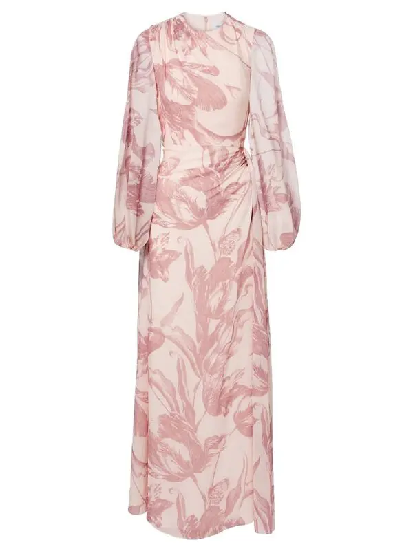 Erdem Floral Silk Voile Gown - Pink