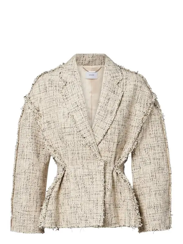 Erdem Cotton-blend Tweed Peplum Jacket - White