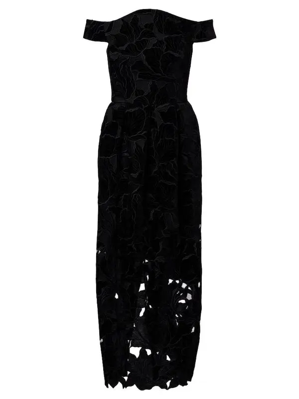 Erdem Cutout Velvet And Tulle Cocktail Dress - Black