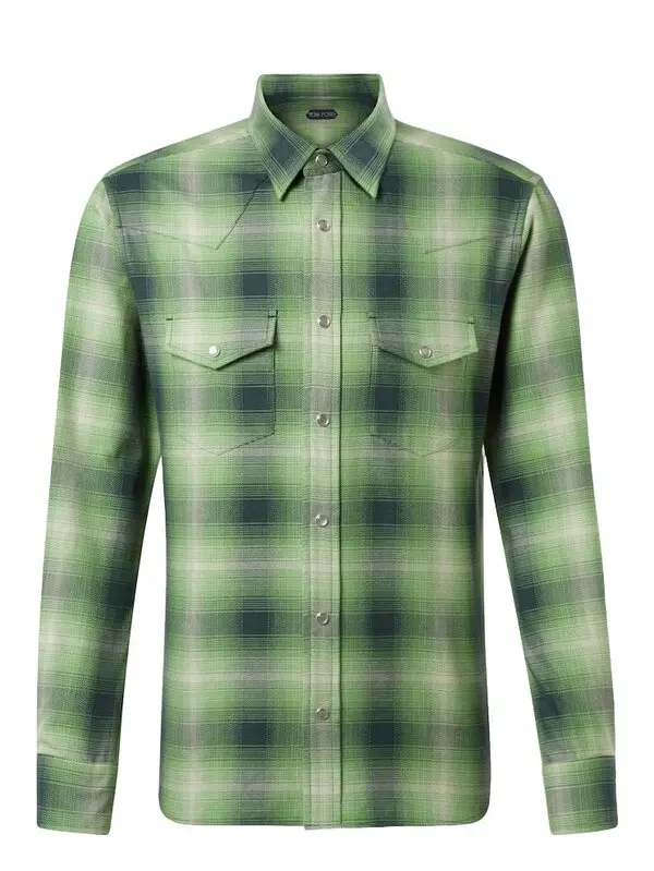 TOM FORD Checked Cotton Shirt - Green
