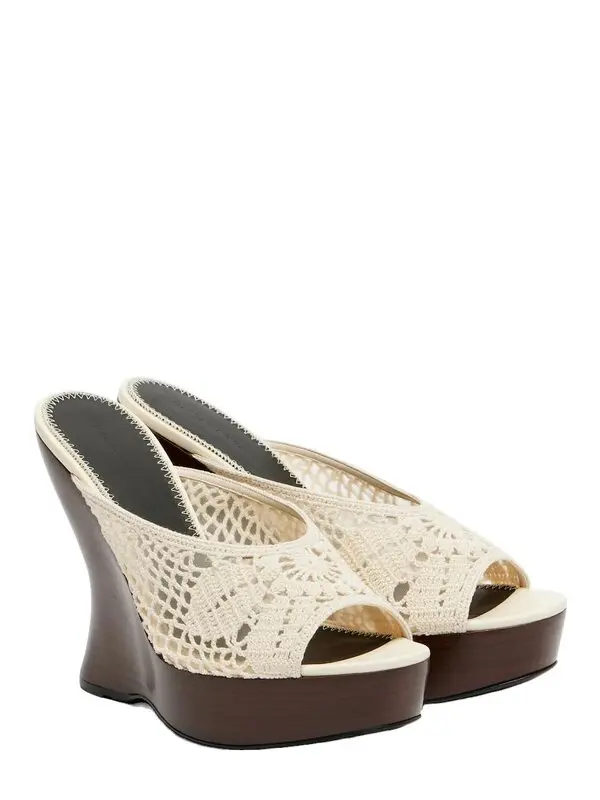 Magda Butrym 115mm Crochet Wedge Mules - White