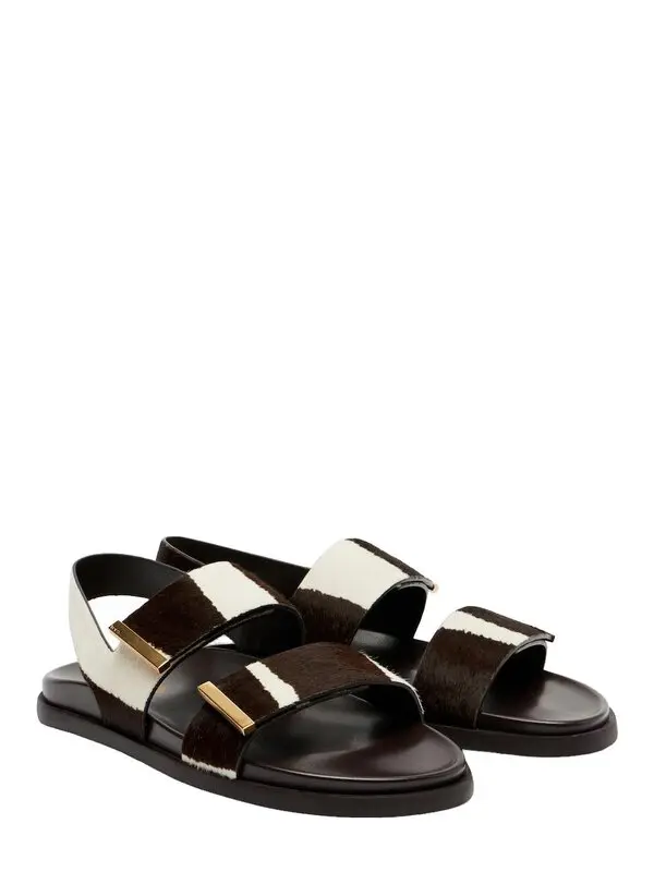 TOD'S Printed Calf Hair Sandals - Brown