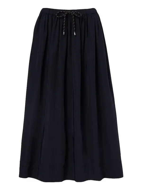 Veronica Beard Bates Gathered Taffeta Midi Skirt - Blue