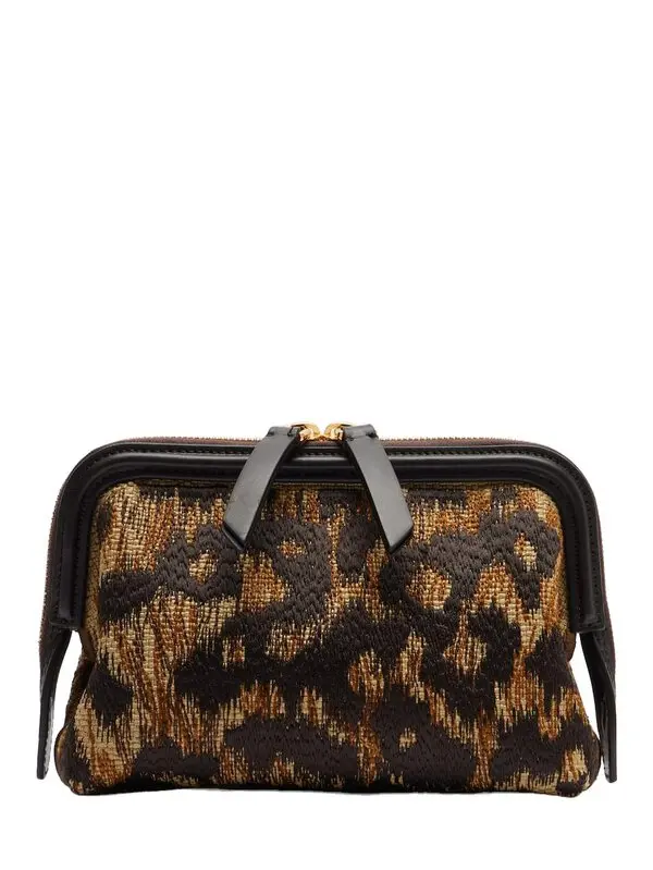 Etro Leather-trimmed Raffia-effect Crossbody Bag - Brown