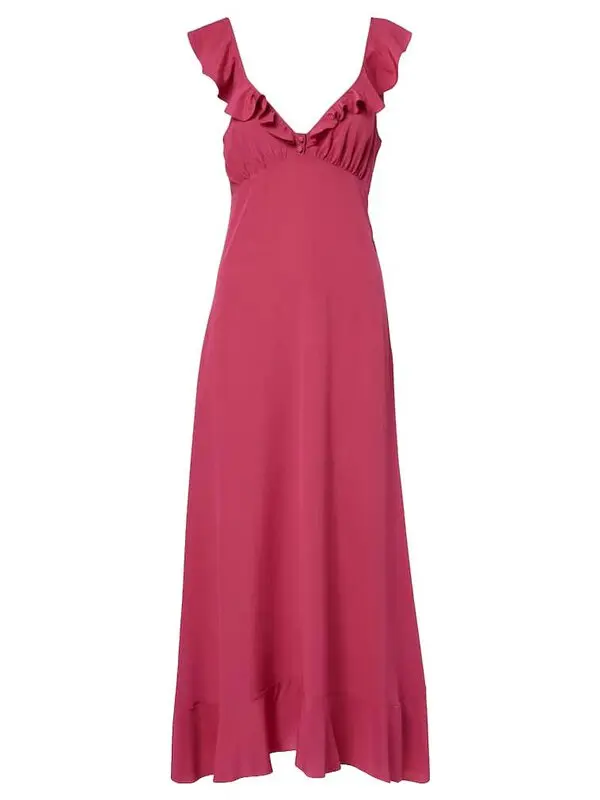 Chloé Ruffled Silk Midi Dress - Pink