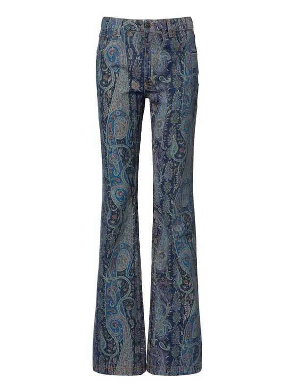 Etro Printed Flared Jeans - Blue