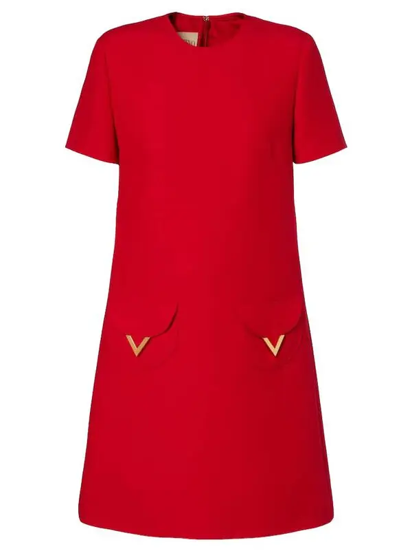 Valentino Garavani Crepe Couture Vgold Mini Dress - Red
