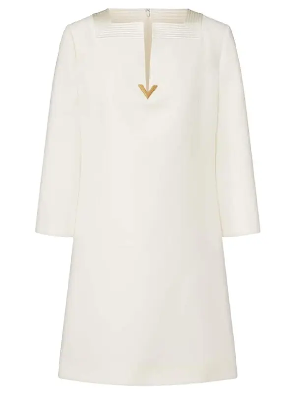Valentino Garavani Crepe Couture Vgold Mini Dress - White