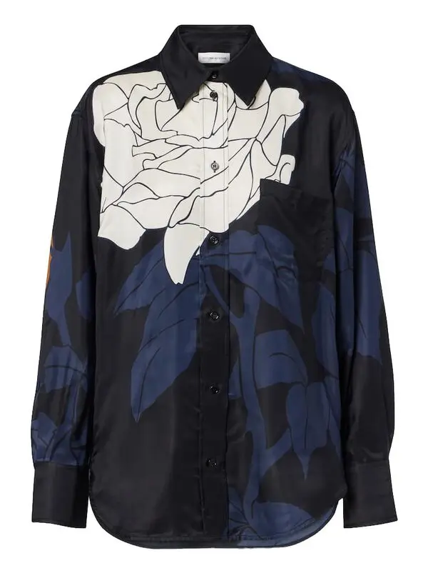 Victoria Beckham Floral Viscose Shirt - Blue