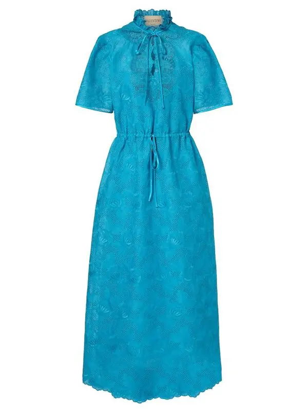 Valentino Garavani Cotton Lace Maxi Dress - Blue