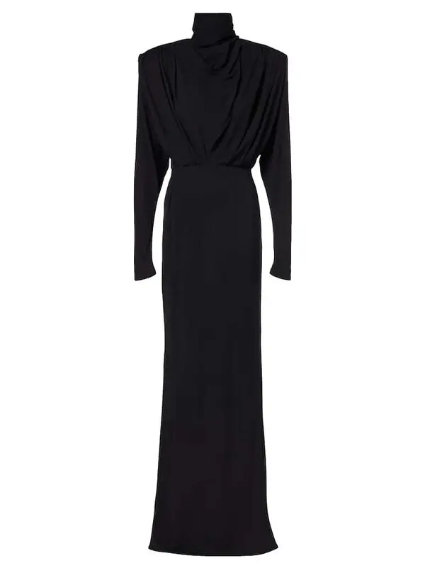 MUGLER Draped Jersey Gown - Black