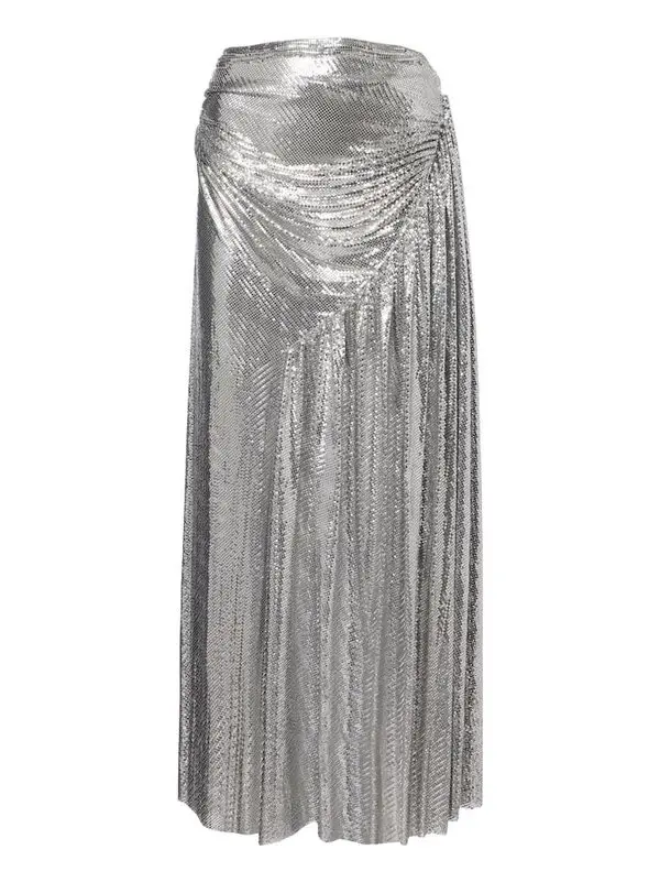 Rabanne Chainmail Draped Maxi Skirt - Silver