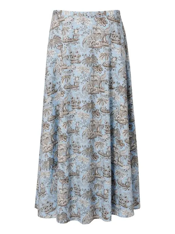 Staud Floral Cotton Midi Skirt - Blue