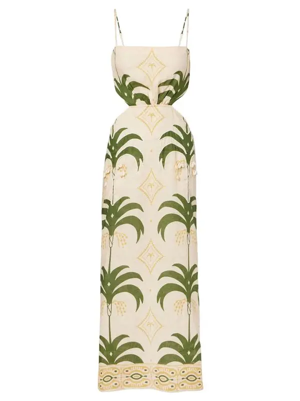 Johanna Ortiz Printed Cotton And Linen Midi Dress - White