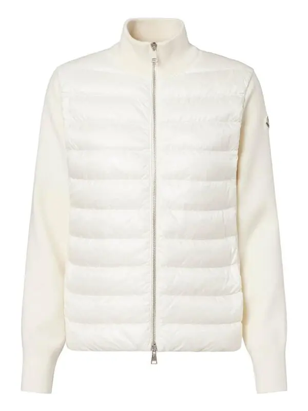 Moncler Down-paneled Virgin Wool Cardigan - White