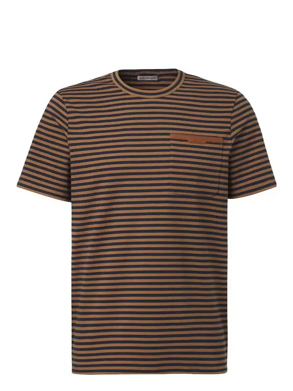 Moncler Striped Cotton-blend Jersey T-shirt - Brown