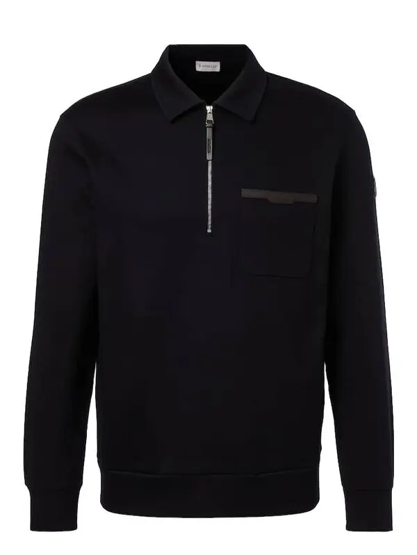 Moncler Cotton-blend Half-zip Sweater - Blue