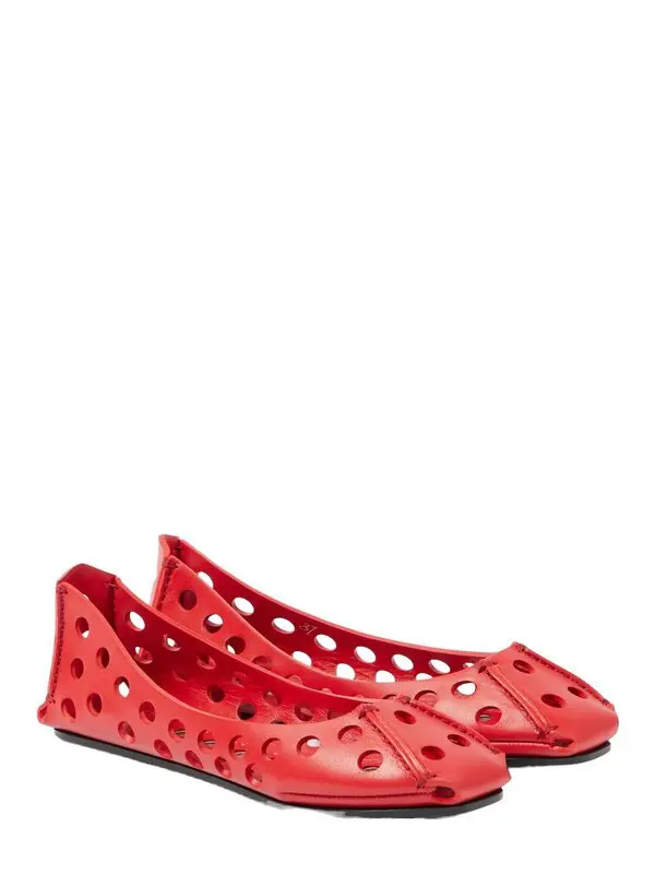 Alaïa Leather Ballet Flats - Red