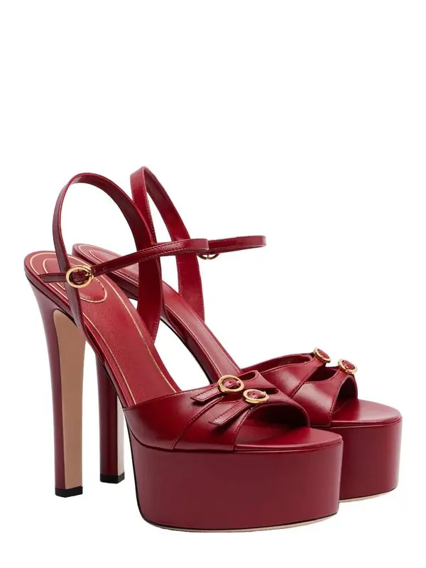 Valentino Garavani Crasher 145 Leather Platform Sandals - Red