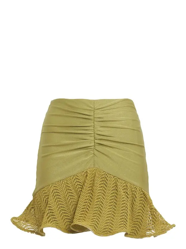 PatBO Wave Mesh Mini Skirt - Green