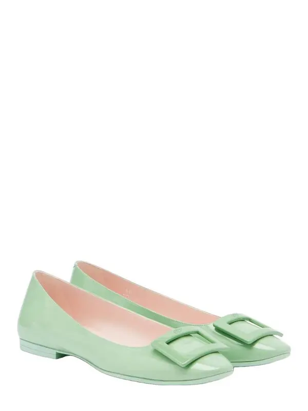 ROGER VIVIER Gommettine Patent Leather Ballet Flats - Green