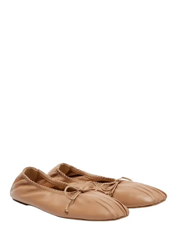 Magda Butrym Leather Ballerinas - Beige