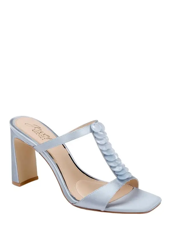 Badgley Mischka Pacifica Block Heel Sandal - Mist Blue Satin