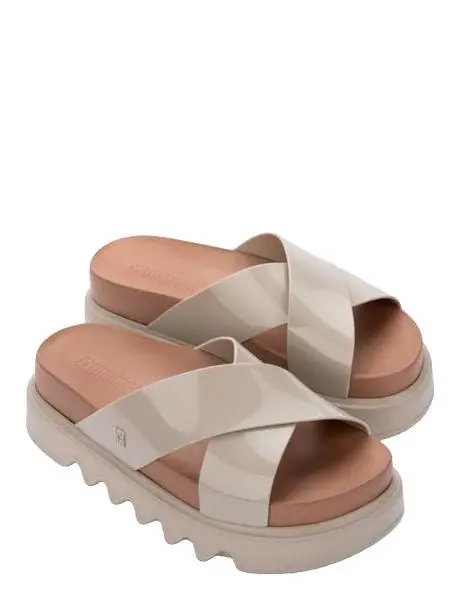 Melissa Cozy Cross Platform Slide Sandal - Beige/brown
