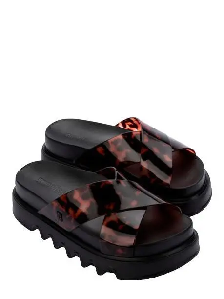 Melissa Cozy Cross Platform Slide Sandal - Black/tortoise