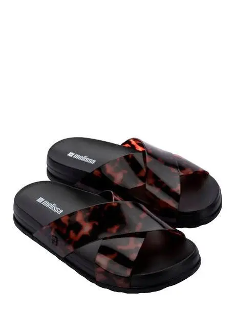 Melissa Cozy Cross Platform Slides - Black/tortoise