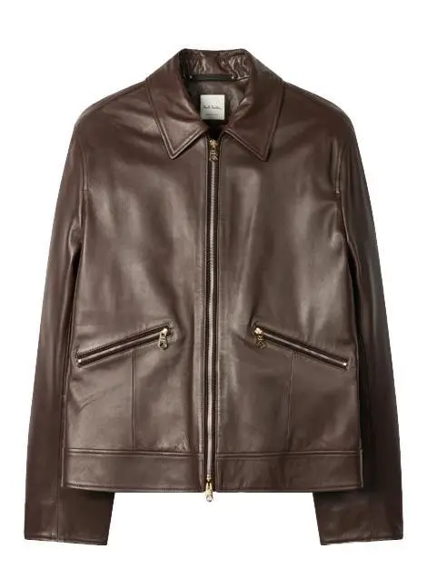 Paul Smith Nappa Leather Jacket - Brown