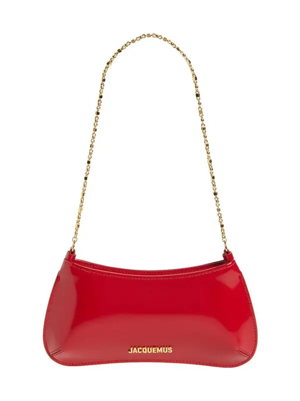 Jacquemus Le Petit Bisou Chaine Patent Shoulder Bag - Red/gold 47g